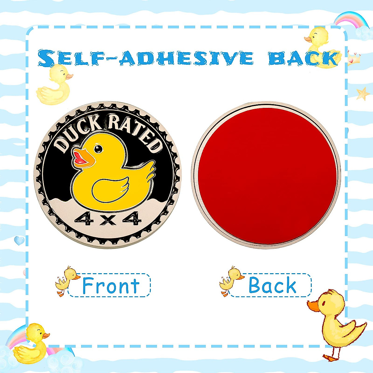 Duck Rated Car Emblem 4 x 4 Metal Automotive Badge 3D Metal Car Badges Emblems Round Emblem Decals Car Badge Decals Stickers Compatible with Vehicles Trucks SUV RV Decorations (Yellow)