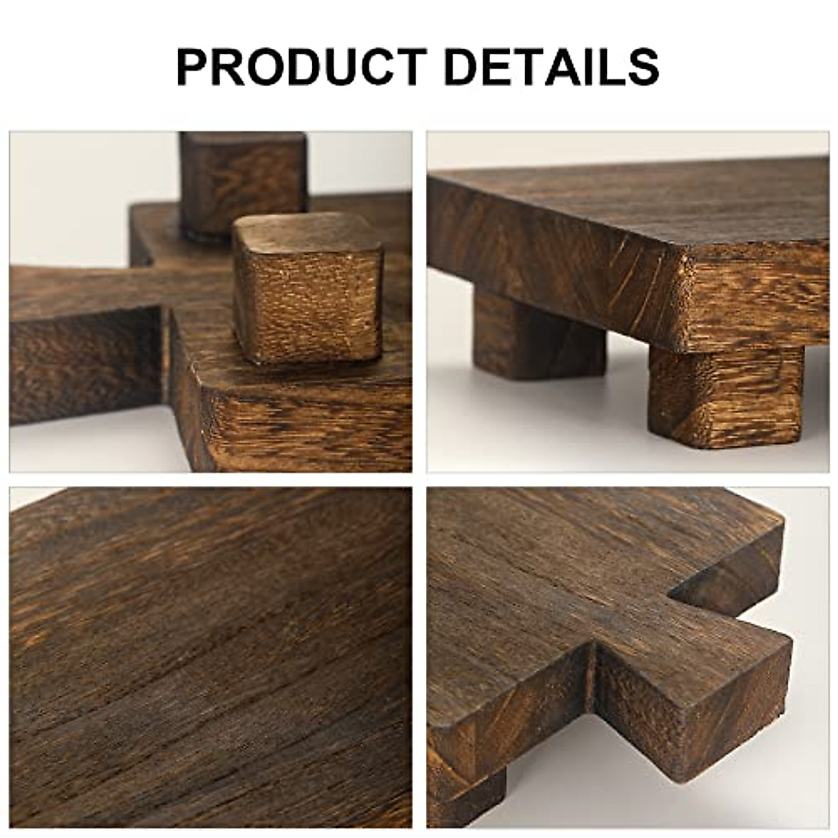 Soap Stand Wood Riser, Farmhouse Raw Wood Pedestal Stand Soap Tray for Kitchen Sink, Wood Dish Soap Tray for Kitchen Counter, Wooden Soap Holder for Display Soap Bottles, Candles and Plants - Brown