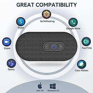 USB Speakerphone, Conference Computer Speaker with Microphone for Virtual Meetings, 360° Voice Pickup, Echo CancellationNoise Reduction, Plug and Play, Compatible with Zoom, Teams, Skype and more