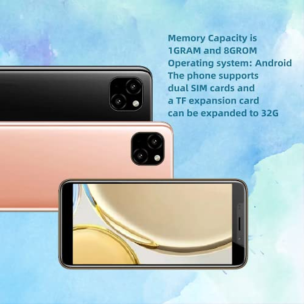 5.72-inch IPS Screen，X33 Unlocked Cell Phone，1GB RAM 8GB ROM，Front and Rear Cameras，Smartphone，Only Supports SIM Card Frequency Band of 3GWCDMA ：850/2100MHZ（Blue）