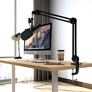 Boseen Boom Mic Arm Stand for Shure SM7B with SM7B Pop Filter, Upgraded Adjustable Suspension Scissor Mic Stand Desk Mount with Extension Tube for Video, Podcast, Gaming
