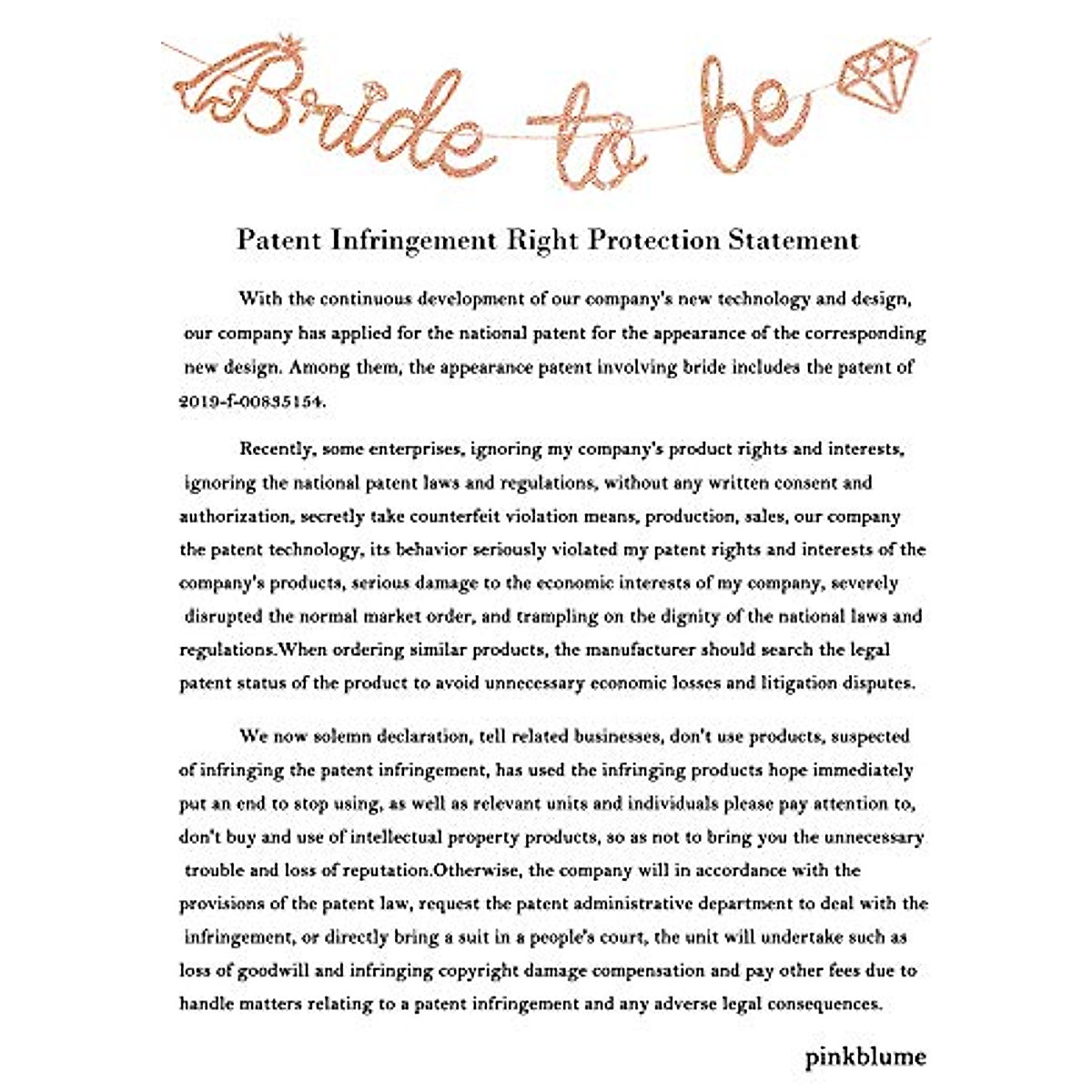 pinkblume Rose Gold Bride To Be Banner Sign Double Sided Glitter Paper 3D Wedding Dress Diamond Bride Garland Bunting for Bridal Shower Wedding Engagement Bachelorette Hen Party Decorations Supplies