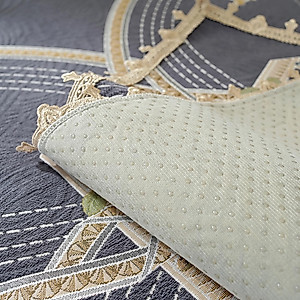 vctops Luxury Floral Jacquard Armrest Covers with Ruffled Non-Slip Super Soft Chenille Armchair Slipcovers for Dogs Cats Pet Loveseat Recliner Leather L Shaped (Grey,14"x28")