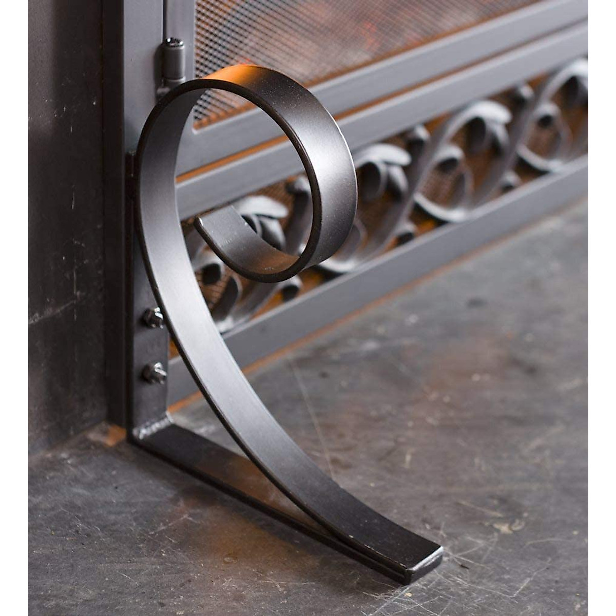 Plow & Hearth Metal Fireplace Screen Scrollwork Black | 38" W x 31½"H | 2 Door | Spark Guard Grate | Fire Place Cover | Wood Burning Stove Accessories