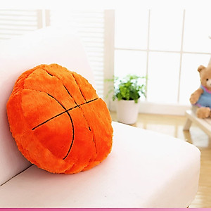 XIYUAN 18" Basketball Plush Sports Pillow Soft Stuffed Sports Balls Toy Fluffy Durable Football Throw Pillow Toys Sofa Room Decor Throw Pillows Cushion Child Sports Toy Gift (Large/Orange)