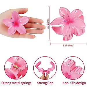 Sisiaipu Hawaiian Flower Hair Clips for Women 6 Pack Flower Hair Claw Clips Plumeria Claw Clips for Thin Hair Large Claw Clips for Thick Hair Beach Tropical Hair Accessories for Girls -Hawaii