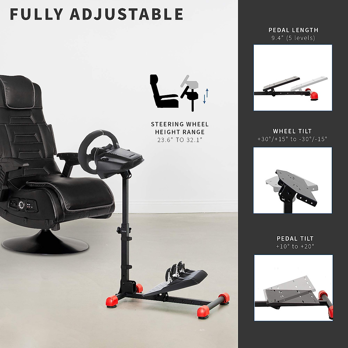 VIVO Racing Wheel Stand with Gear Shifter and Pedal Mount Wheel, Gear Shifter, Pedals Not Included Fits Logitech, Thrustmaster, Fanatec, Compatible with Xbox, Playstation 3, PC Games STAND-RACE1A