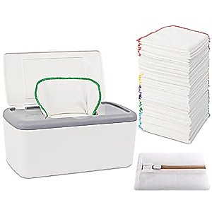FAMOPLY 54 Pack Flannel Cloth Baby Wipes with Dispenser, Reusable natural skin-friendly baby wipes, Body Face Hand Washcloth Essential for Cloth Diapers 8x8 inch