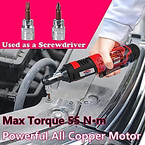 Dobetter Cordless Ratchet Wrench 3/8 Electric Ratchet Wrench Set, 55 N·m Power Ratchet Tool with (2) 2 Ah Lithium Batteries, 7 Sockets, 2 Screwdrivers, 1 Extender, 1/4 Adapter, Quick Charger -DBCRW12