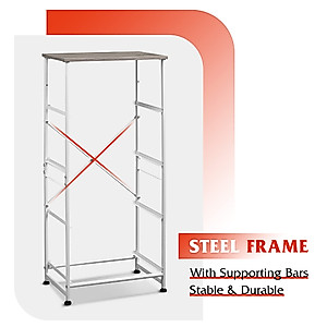 WLIVE Dresser with 4 Drawers, Storage Tower, Organizer Unit, Fabric Dresser for Bedroom, Hallway, Entryway, Closets, Sturdy Steel Frame, Wood Top, Easy Pull Handle, Greige Oak