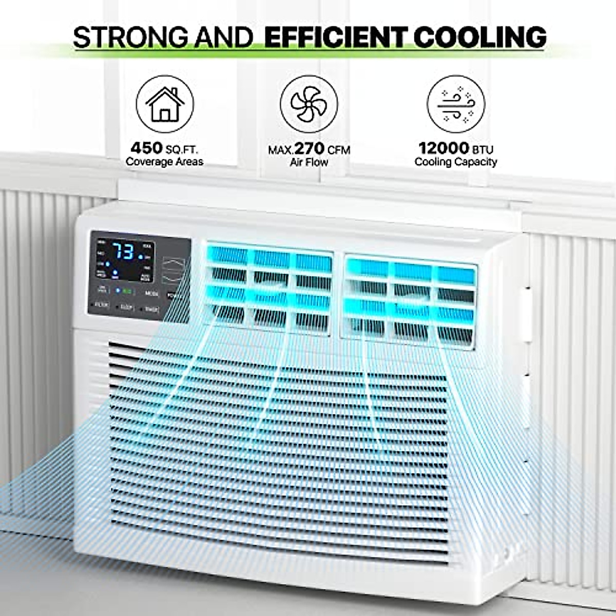Magshion Window Air Conditioner 12000 BTU, Wi-Fi Enabled or Remote Control, Cooling for Large Rooms up to 450 Sq. Ft., 12K BTU Window AC Unit with Easy Install Kit