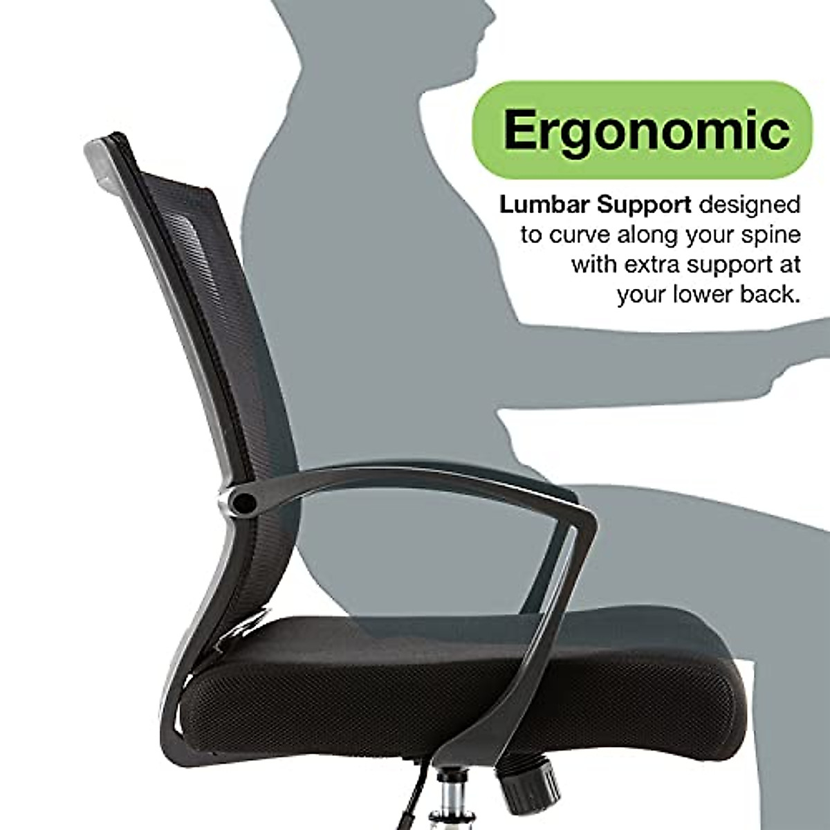 Modern Home Zuna Mid-Back Office Task Chair - Ergonomic Back Supporting Mesh Back Desk Chair (Black/Aqua)