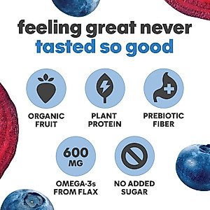 Noka Superfood Fruit Smoothie Pouches, Blueberry Beet, Healthy Snacks with Flax Seed, Plant Protein and Prebiotic Fiber, Vegan and Gluten Free Snacks, Organic Squeeze Pouch, 4.22 oz, 12 Count