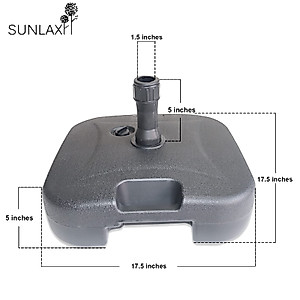 SUNLAX Patio Umbrella Base Outdoor Market Table Umbrella Stand Weight, Water Self-Filled Black Square…