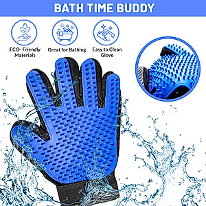 ZENELANEP Upgrade Pet Grooming Gloves, Grooming Gloves for Dogs, Cats, Rabbits & Horses with Long and Short Hair, Efficient Pets Hair Remover Mittens - 1 Pair (Blue)