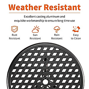 Withniture Outdoor 3 Piece Bistro Set Cast Aluminum Bistro Table and Chairs Set of 2, All Weather Bistro Patio Set, Patio Furniture for Garden Black