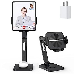 MAKAQI 2 in 1 Charging Station for Z Fold 4/3/2, Aluminium Alloy 3 Coils Fast Wireless Charger Stand for Samsung Galaxy Buds 2 Pro/Buds Pro/Buds 2 / Buds Live (with 20W Adapter)