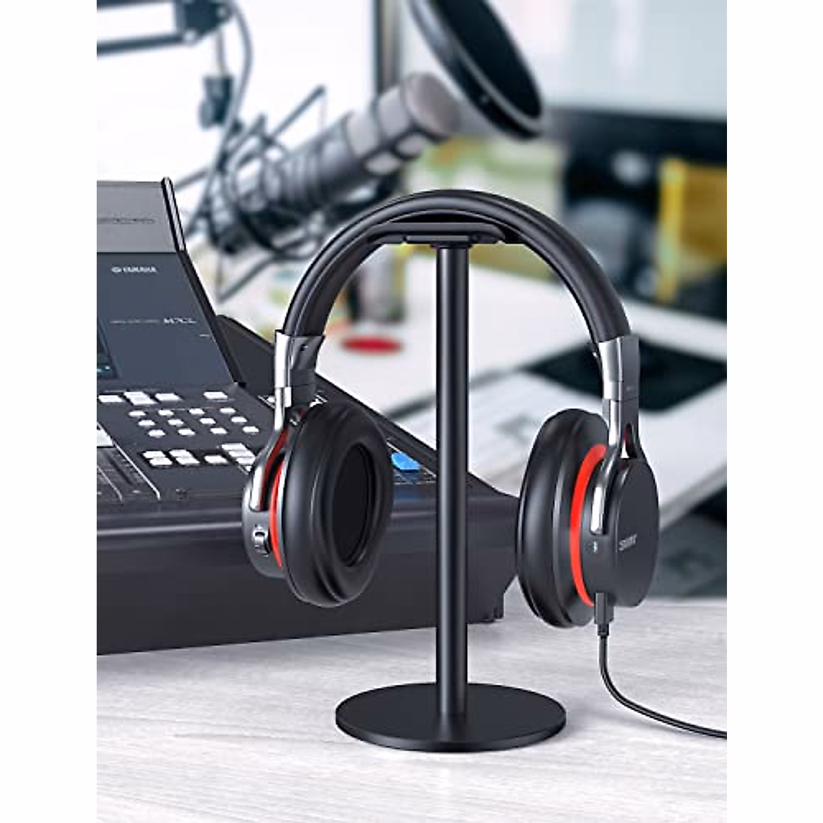 Link Dream Full Aluminum Headphone Stand Headset Holder Gaming Headset Holder with Non-Slip Silicone Earphone Stand for All Headphone Sizes (Black)
