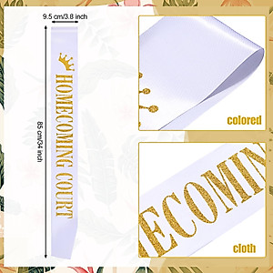 Thiccywoov 6 Pieces Homecoming Court Satin Sashes with Glitter Letters White Court Sashes Bulk for Pageants Homecoming Party School Dance Graduation Party Favors Decorations Accessories