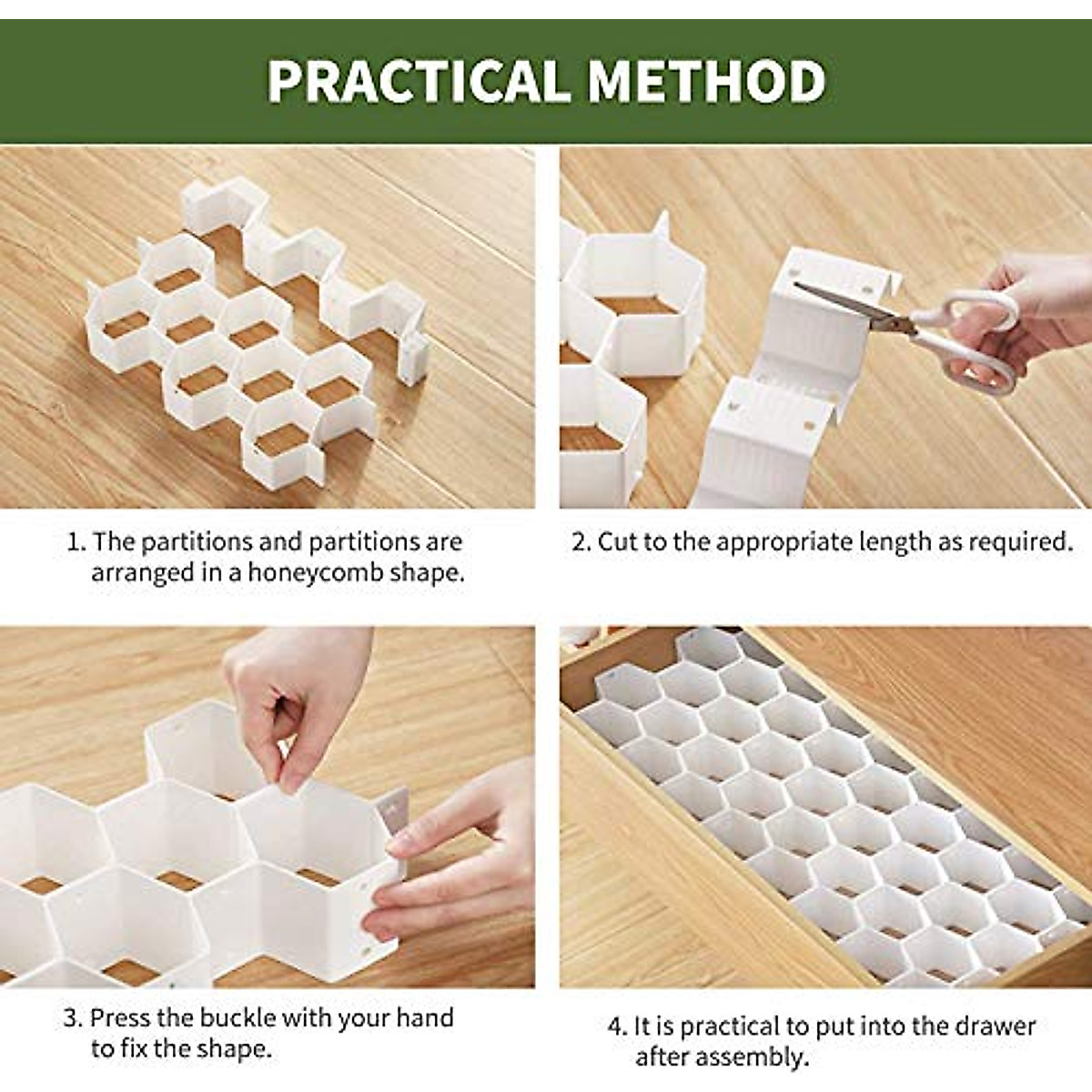 HPYYKE Honeycomb Organizer,Adjustable Drawer Organizers,18 Slot Compartment Honeycomb Separator for Underwear Belt-Scarf Socks Ties Organizer(8pcs)