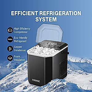 Ice Makers Countertop, Portable Ice Maker Machine with Self-Cleaning, 9 Bullet Ice Ready in 6 Mins, Handheld Ice Maker 26.5lbs 24Hrs with Ice Bags and Scoop Basket for Home Bar Camping RV(Black)