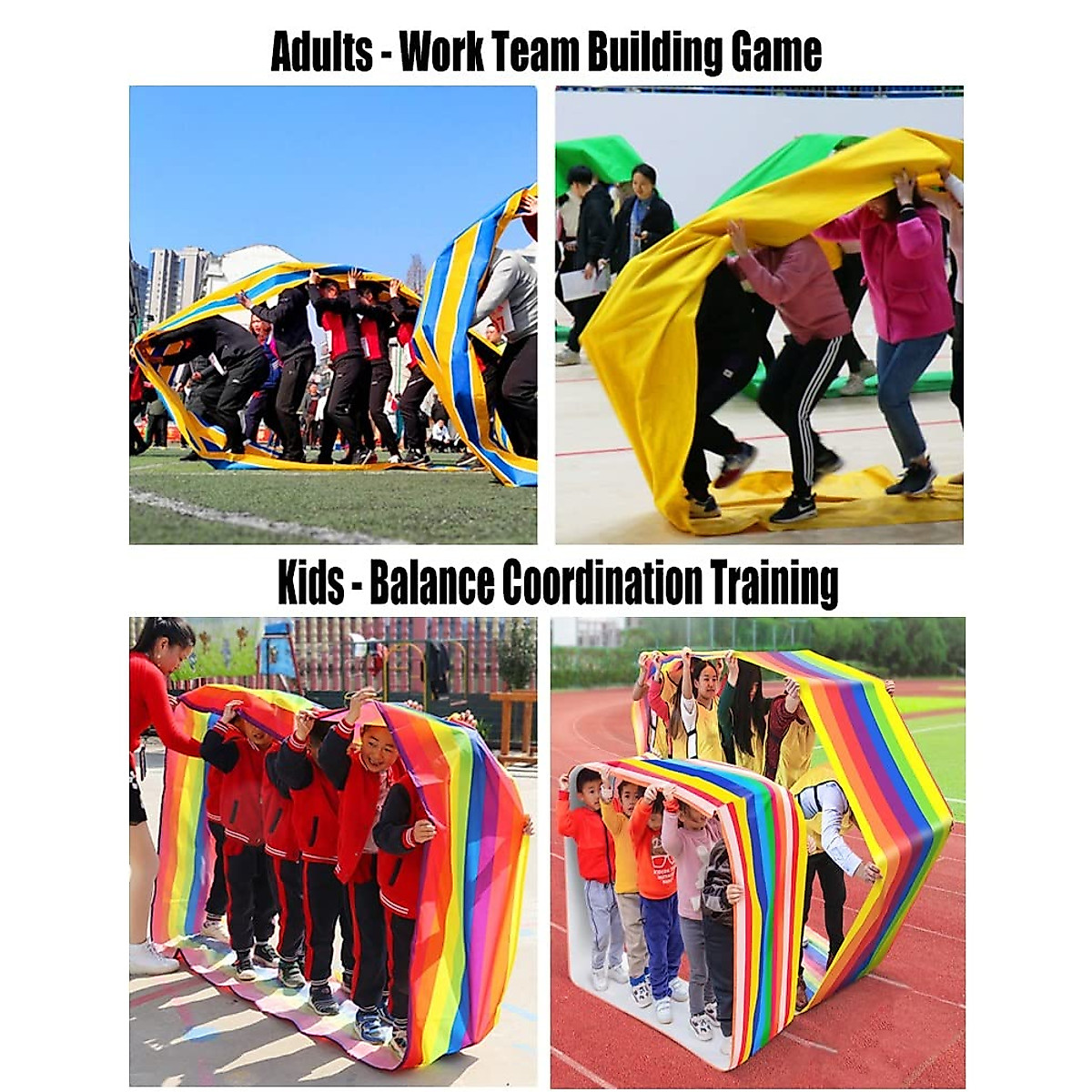 5PCS Teamwork Games Playing Run Mat Kids Adult Teamwork Outdoor Carnival Field Day Fun Running Game with Storage Bag (Size : Adult-20M/26FT)