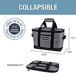 CleverMade Collapsible Cooler Bag, Heather Grey/Black & Maelstrom Collapsible Soft Sided Cooler - 75 Cans Extra Large Lunch Cooler Bag Insulated Leakproof Camping Cooler, Grey