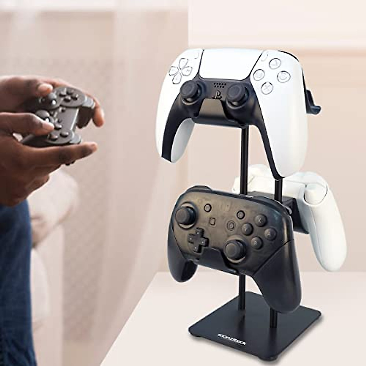Monzlteck Desktop Controller Holder for PS4/PS5/Xbox ONE/Switch Pro/Headset, Controller Organizer,Gaming Accessories