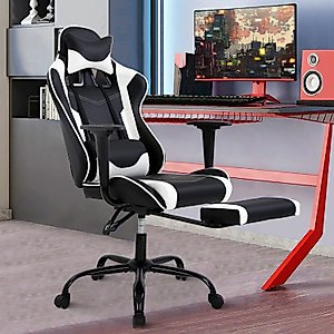 PC Gaming Chair Computer Chair Office Gaming Chairs for Adults, Gamer Chair Racer Gaming Chair PU Leather Recliner w/Lumbar Support, Cheap Gaming Chair for Kids or Adults