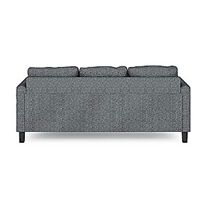Furinno Bayonne Modern Upholstered 3-Seater Sofa Couch for Living Room, Gunmetal