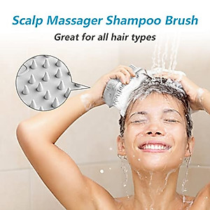 Exfoliating Silicone Body Scrubber, Hair Scalp Massager, 2 in 1 Bath and Shampoo Brush for Men, Women,Baby Sensitive Skin Care, Easy to Clean, Lather Nicely, More Hygienic 1 Pack (Gray)