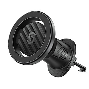 SYNCWIRE Fits MagSafe Car Mount, Carbon Fiber Magnetic Phone Holder for Car Air Vent,Hands Free Car Cell Phone Holder Mount Compatible with iPhone 15 Pro Max 14 13 12,Samsung,MagSafe Car Accessories
