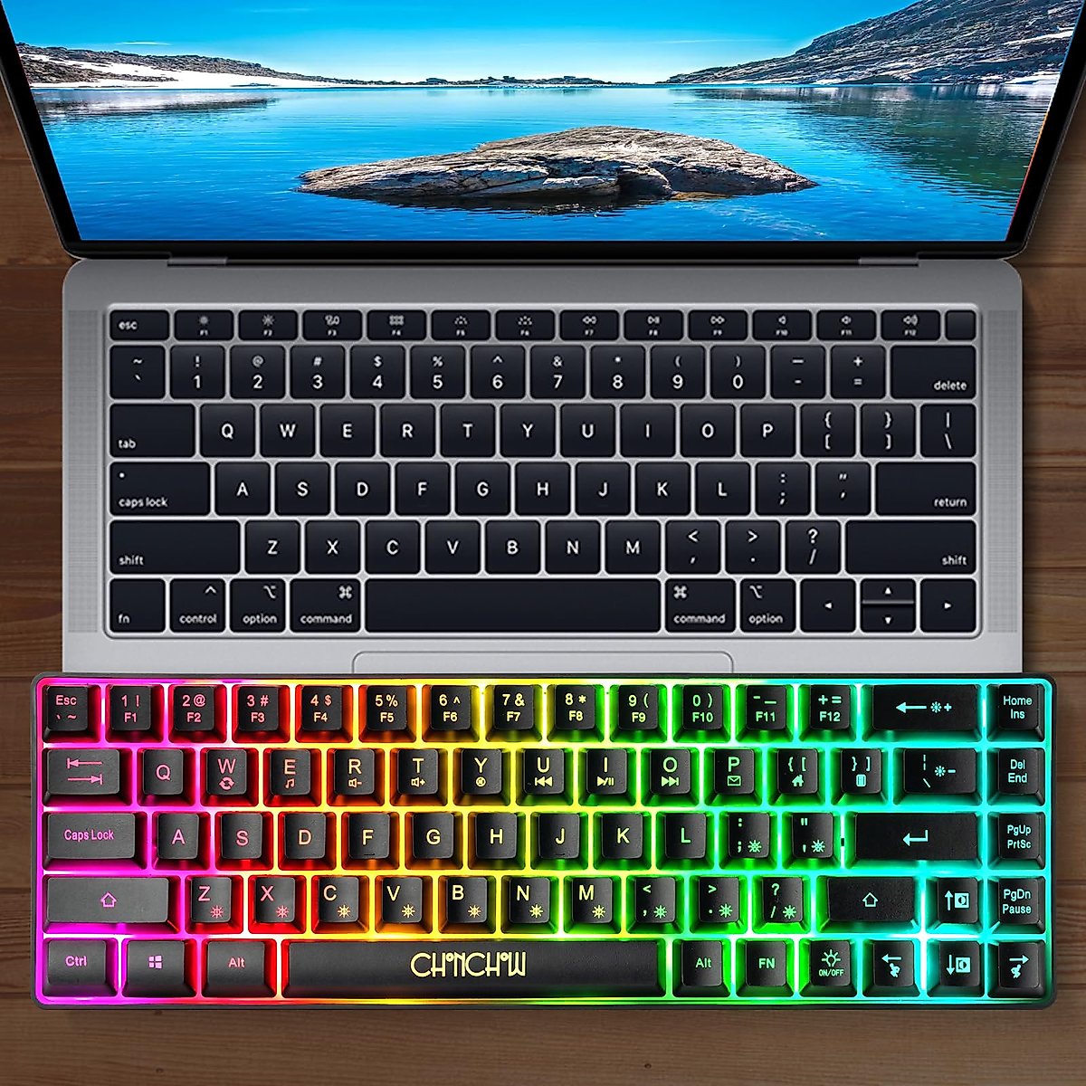 60% Gaming LED Keyboard RGB 68 Keys Layout Wired Keypad with 10 Preset Effects Mechanical Switch Feel Compatible with PC Mac Linux Xbox one PS4 PS5
