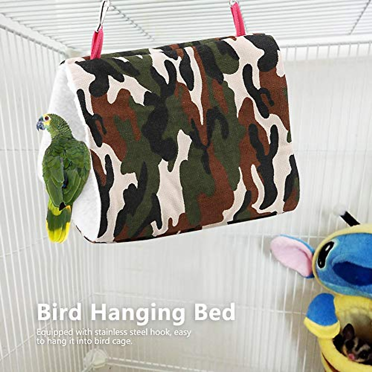 HEEPDD Bird Hammock, Warm Soft Parrot Nest Hanging Hut Tent for Parakeet Cockatiel Lovebird Budgie Finch Canary Cockatoo African Grey Amazon Macaw (#5) Nests