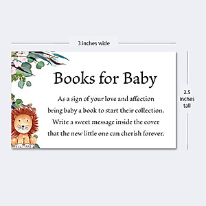 Set of 50 Safari Theme Books for Baby Shower Request Cards, Baby Shower Book Request Card, Jungle Theme Baby Shower Invitations