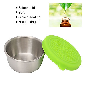 50ml Leak Proof Container, Storage Container, Beauty Salon Essential Oil Cup Portable Stainless Steel Condiment Salad Dressing Container with Lid (Green)