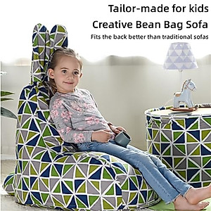 DAUTAI Bean Bag Chair for Kids, Fluffy Lazy Sofa, Breathable Fabric Sturdy Durable Colourfast Bunny Shape, for Organizing Children Plush Toys (No Filler),Pink,M