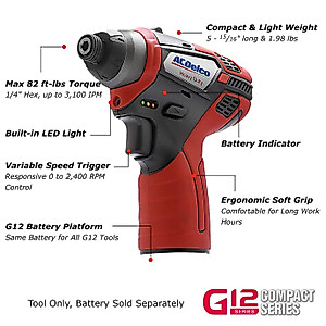 ACDelco ARW1209-K15 G12 Series 12V Li-ion Cordless 3/8' Rachet Wrench & Impact Driver Combo Tool Kit