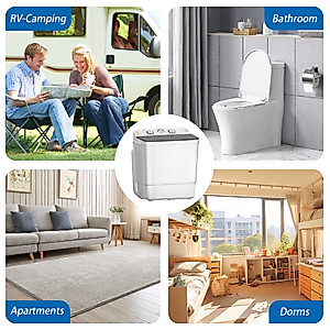 Portable Twin Tub 18lbs Washing Machine, Buy (washer) Get (Dry Rack+10 Hangers) Free! Mini Compact Laundry Lavadora Portatil, Twin Tub 11lbs Washer & 9lbs Spinner, Clothes Washing Machines