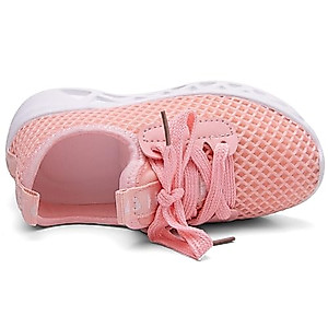Qvxkd Girls Shoes Boys Running Breathable Lightweight Sneakers for Kids_Pink_2Big Kid