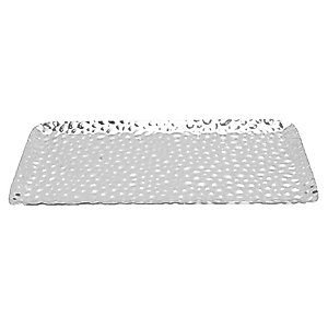 Hammered Tray, Exquisite Elegant Odorless Rectangular Stainless Steel Tray Decoration for Bathroom (Silver)