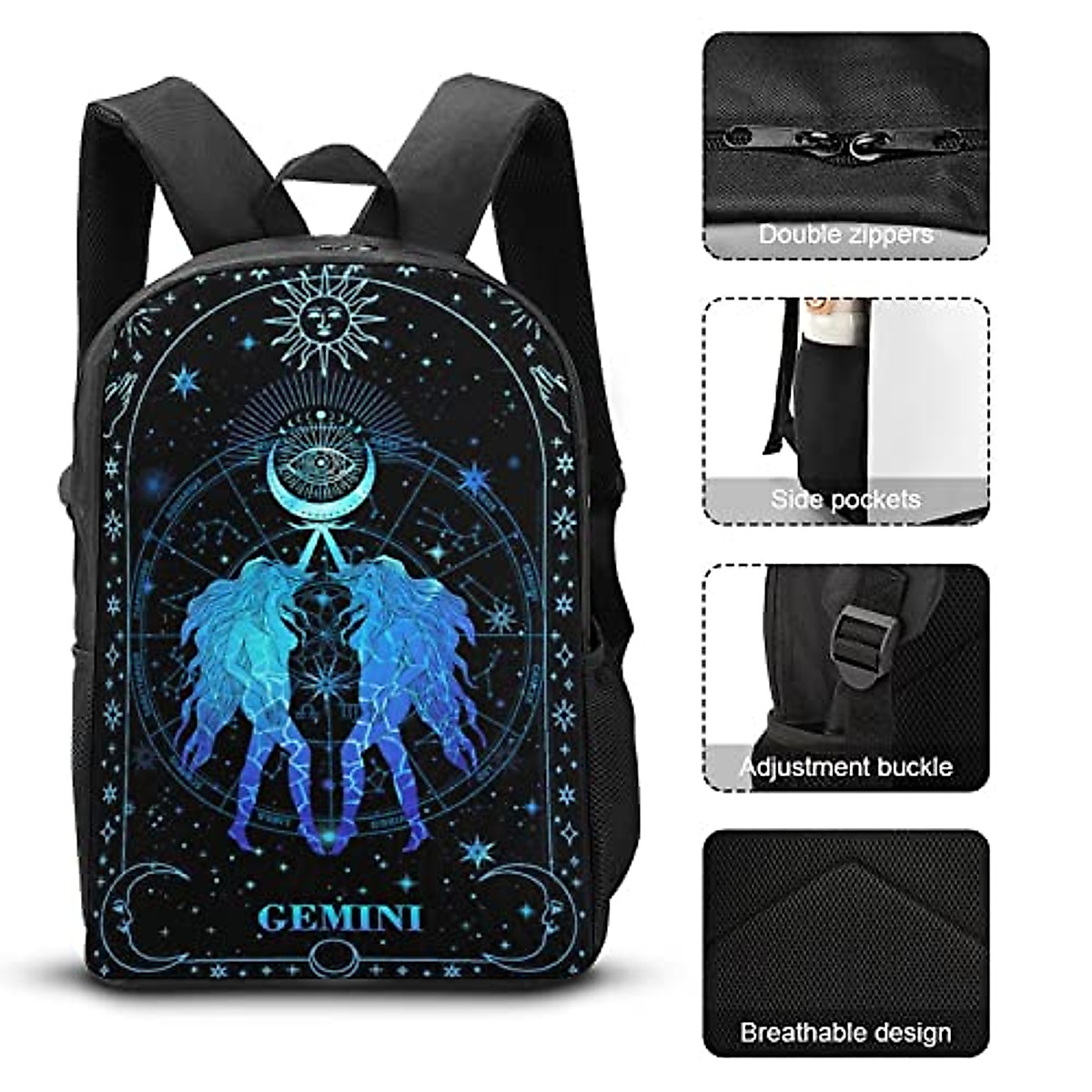 17 inch Gemini student schoolbag constellation backpack constellation print travel backpack casual backpack for boys and girl