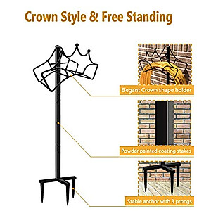 Garbuildman Freestanding Garden Hose Stand Holder - Metal Water Pipe Reel Rack for Outdoor, Shiny Black