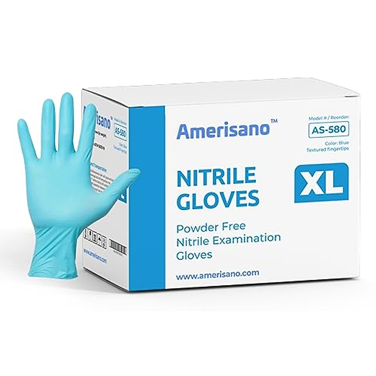 Amerisano 100% Nitrile Exam Gloves | Medical Grade, 510(k), Exceptional tactile sensitivity, Latex & Powder Free, 3 mil, Non-Sterile | Blue (Pack of 2000, X-Small)