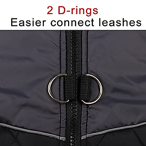 JoyDaog Warm Fleece Dog Coats for Medium Dogs,D-Rings Waterproof Puppy Jacket for Cold Winter,Black L