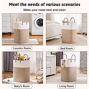 Artfeel Laundry Basket,Woven Cotton Rope Laundry Hamper,60L Versatile Storage for Dirty Clothes,Baby Toys,and Blankets in Bathroom, Nursery,and Living Room