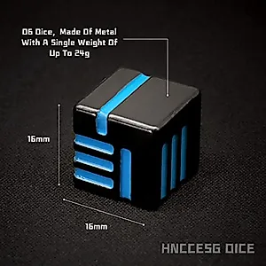 D6 Metal Dice Set, HNCCESG 6 Sided Dice 6 Pieces Solid Metal Game Dice for DND Dungeons and Dragons Role Playing Game RPG Pathfinder Shadowrun Warhammer D&D Accessories Gift (Blue)