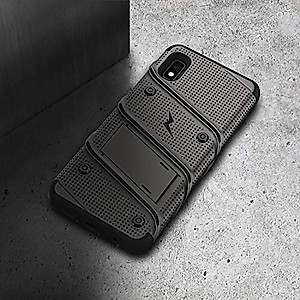 ZIZO Bolt Series for Samsung Galaxy A10e Case | Heavy-Duty Military-Grade Drop Protection w/ Kickstand Included Belt Clip Holster Tempered Glass Lanyard (Metal Gray/Black)