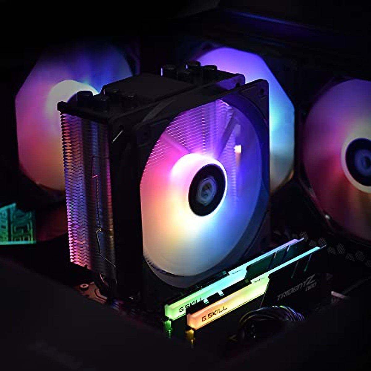 ID-COOLING SE-214-XT ARGB CPU Cooler 4 Heatpipes CPU Air Cooler ARGB Light Sync with Motherboard(5V 3-PIN Connector) CPU Fan for Intel/AMD, LGA 1700 Compatible