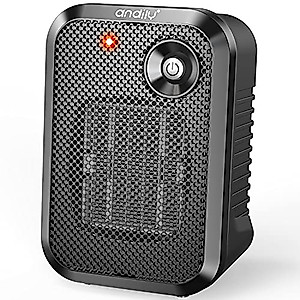 andily 500W Space Electric Small Heater for Home&Office Indoor Use on Desk with Safety Power Switch PTC BLACK